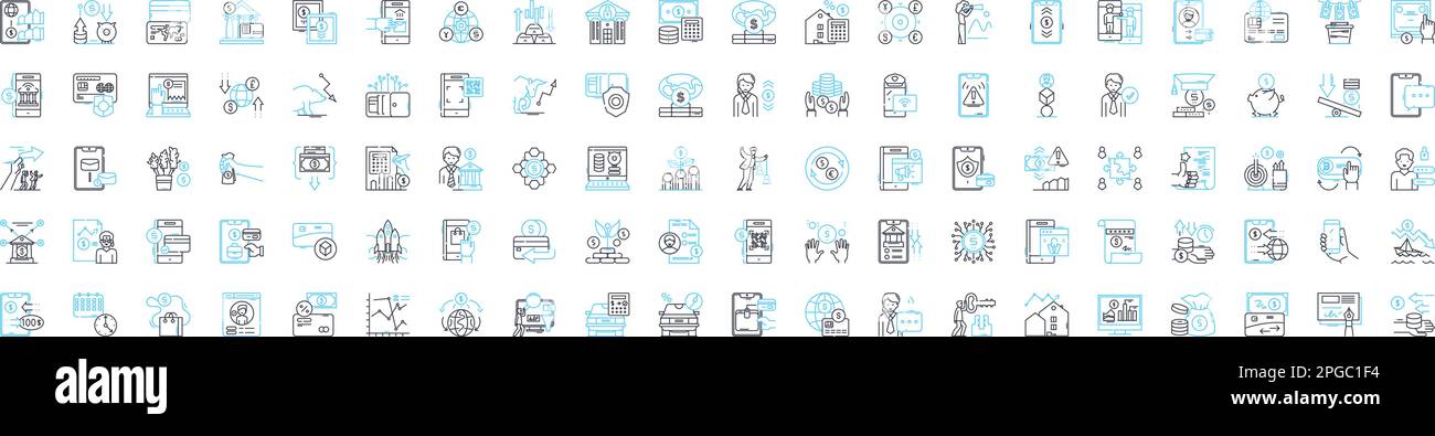 Money services vector line icons set. Money, services, banking, finance ...