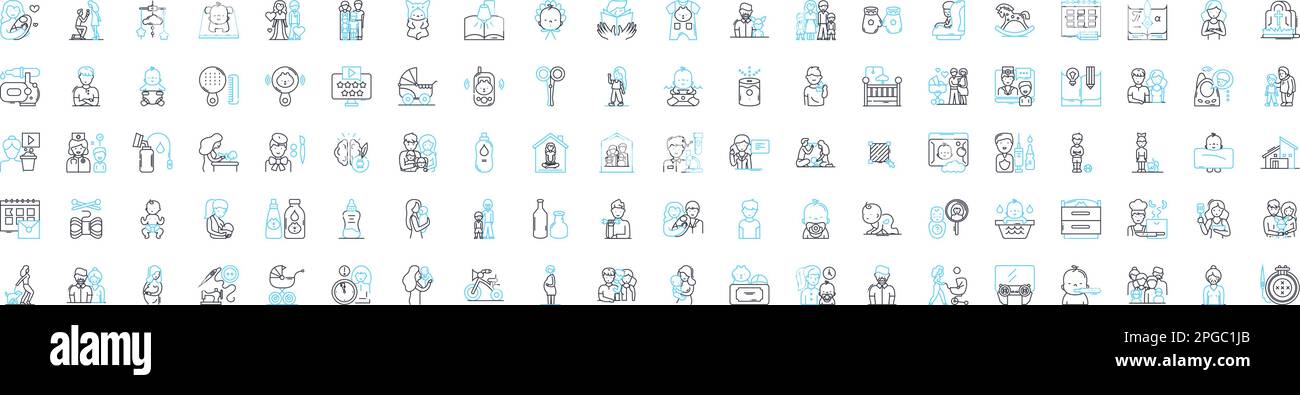 Kids vector line icons set. Children, Toddlers, Babies, Preschoolers ...
