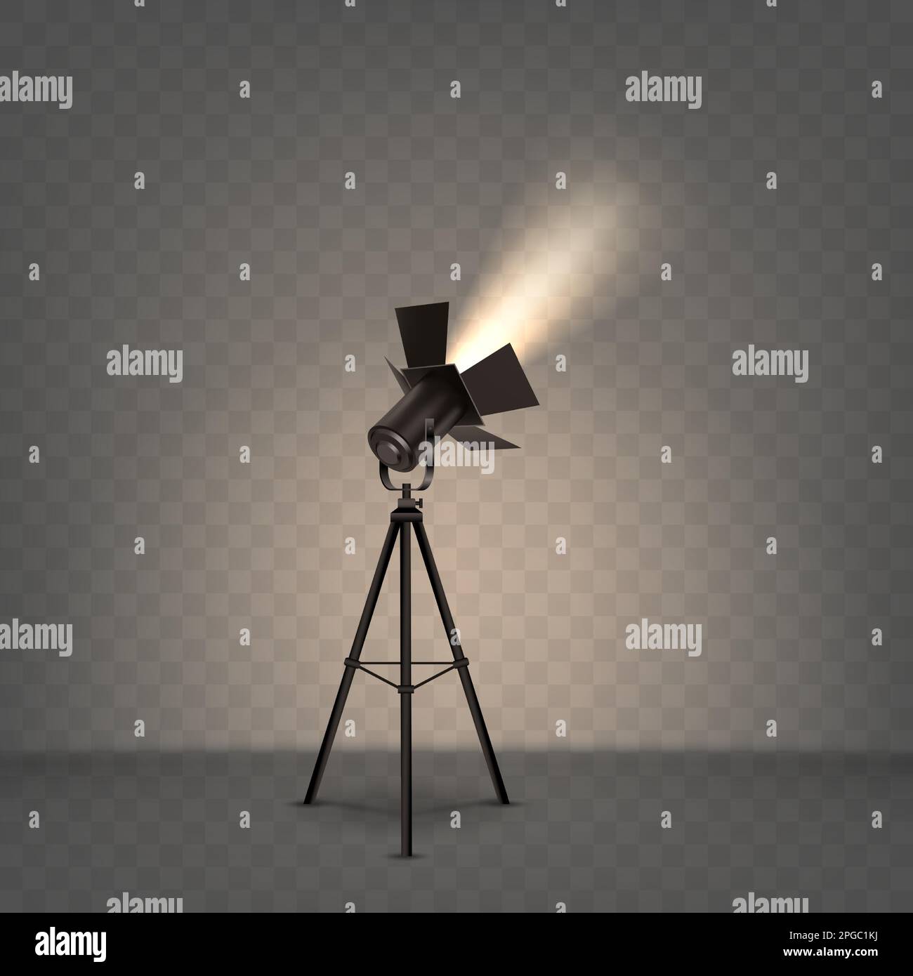 Spotlight realistic vector. Professional photo and video lamp, standing ...