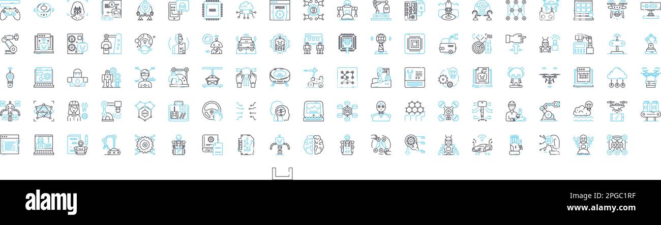 Robotitcs vector line icons set. Robotics, Automation, AI, Programmable ...