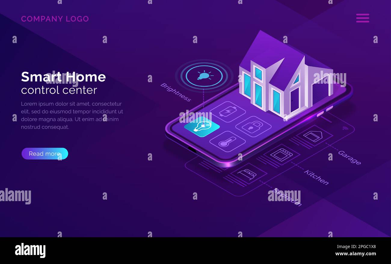 Smart home isometric, internet of things concept vector illustration. Control center for ...