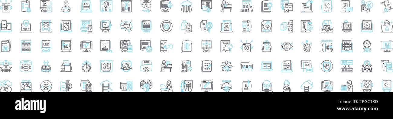 Digital security vector line icons set. Digital, security, cryptography ...