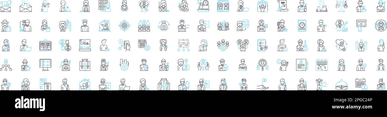 Job career vector line icons set. job, career, employment, vocation ...