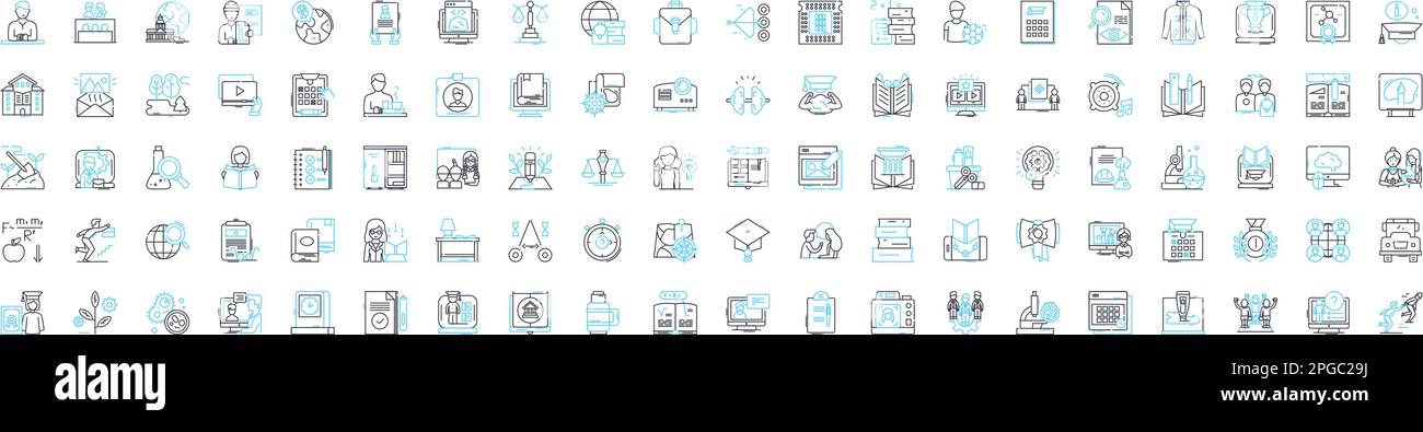 High school vector line icons set. High school, Education, Adolescence ...