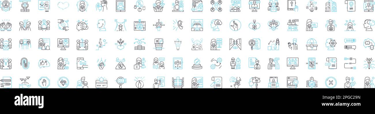 Connected People Vector Line Icons Set Networking Socializing Linked