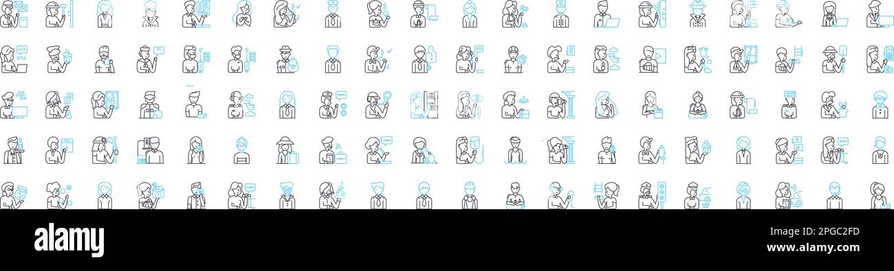 Character vector line icons set. Personality, behaviour, trait ...