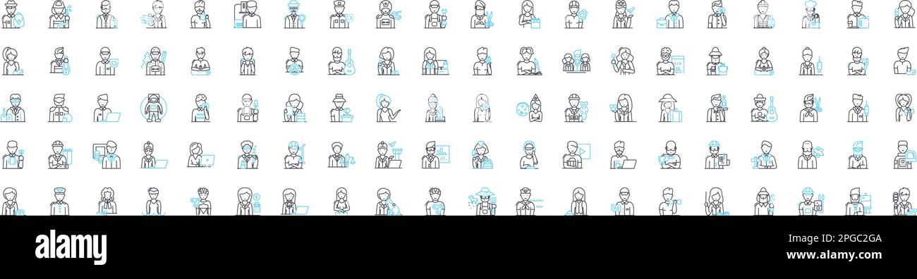 Occupation vector line icons set. Job, Work, Task, Profession, Post ...