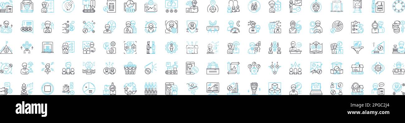 Management Vector Line Icons Set Organizing Planning Leading