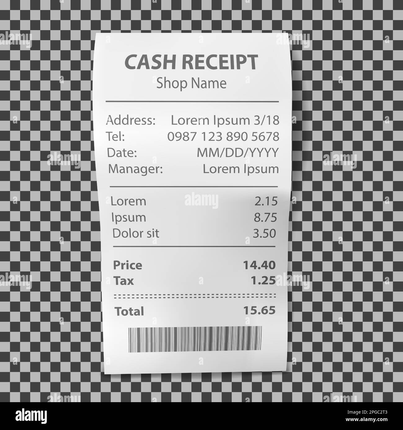 Shop receipt realistic isolated vector illustration. Direct paper ...