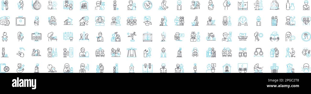 Family vector line icons set. kinship, relatives, clan, folks, lineage ...
