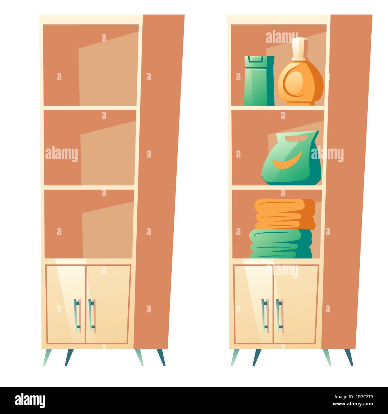 Bathroom rack with shelves for towels, detergents and accessories ...