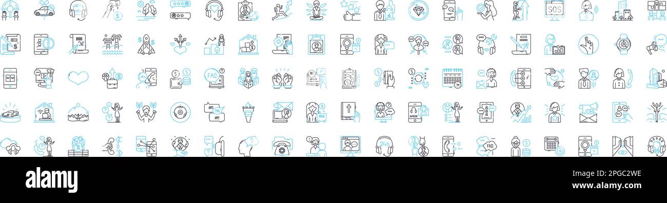 Customer relationship vector line icons set. Customer, Relationship ...