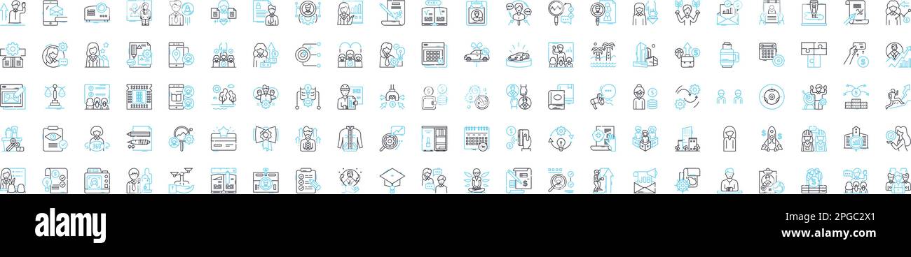 Headhunting vector line icons set. Recruiting, Hiring, Placement ...