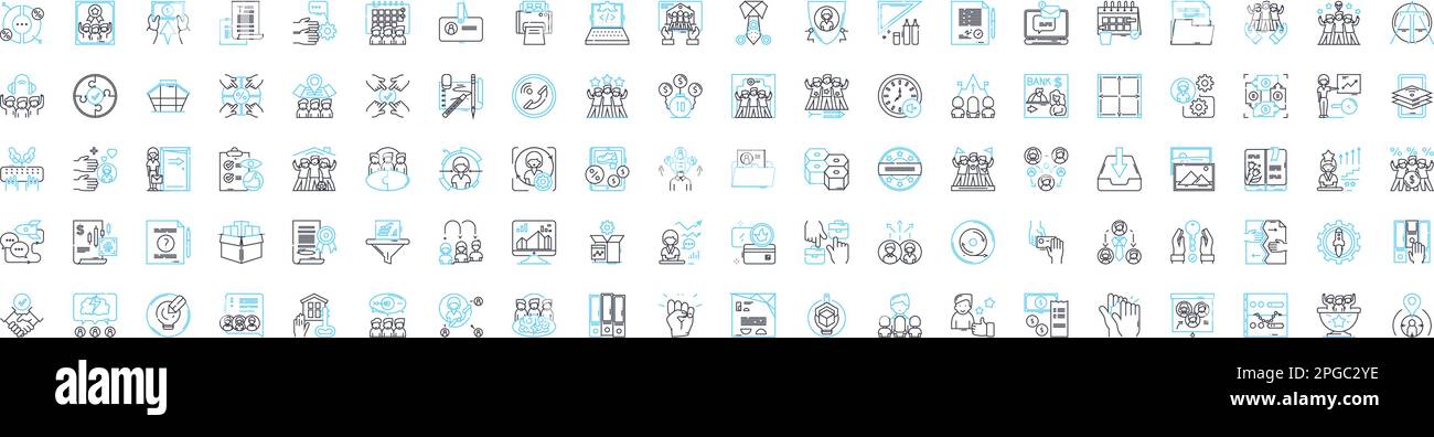Enterprise vector line icons set. Corporation, Business, Industry, Work ...