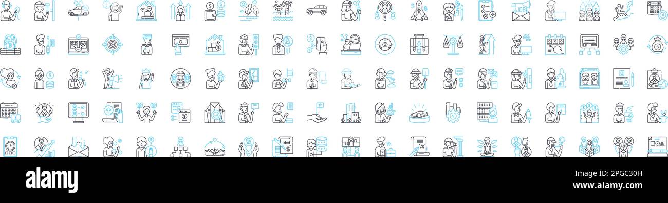 career management vector line icons set. Job, Search, Training ...