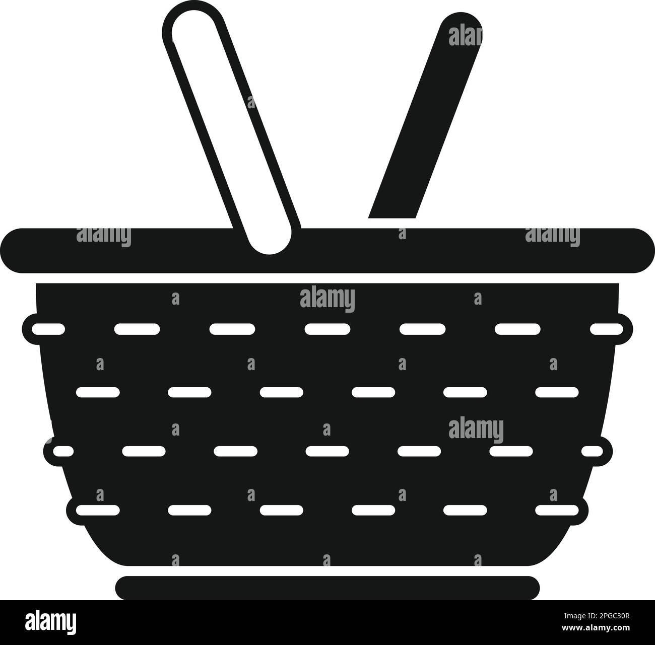 White basket icon simple vector. Wicker straw. Handle design Stock ...