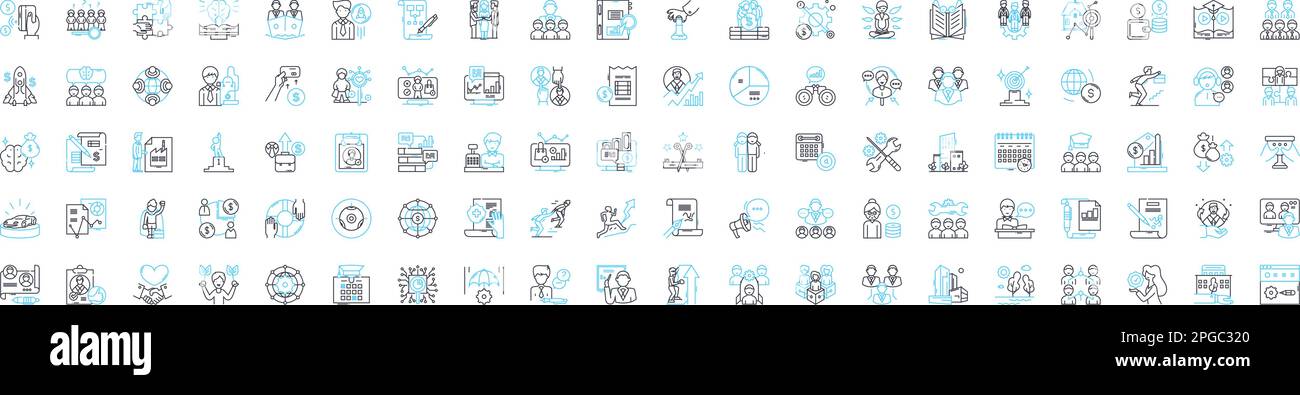 Business collaboration vector line icons set. Cooperation, Networking ...