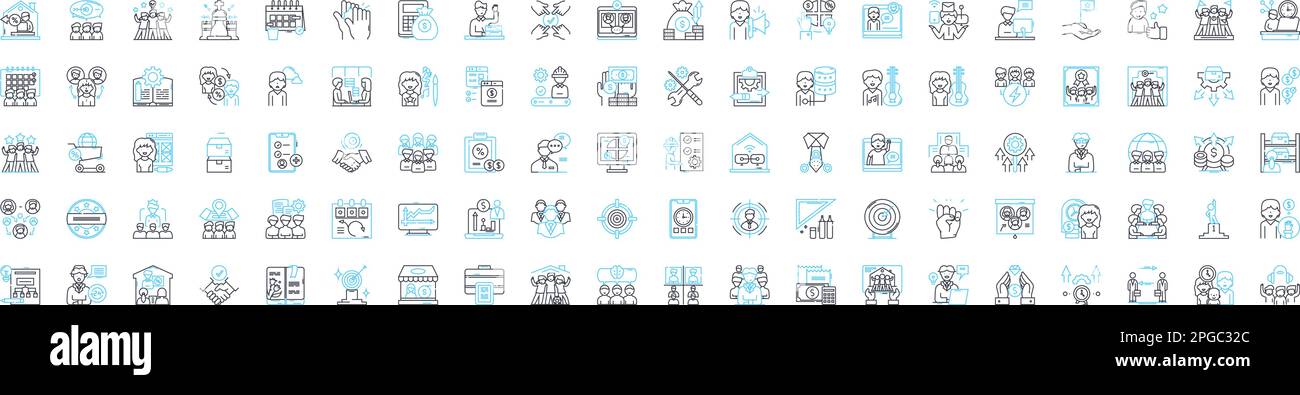 Workspace vector line icons set. Office, Room, Desk, Table, Area, Bench ...