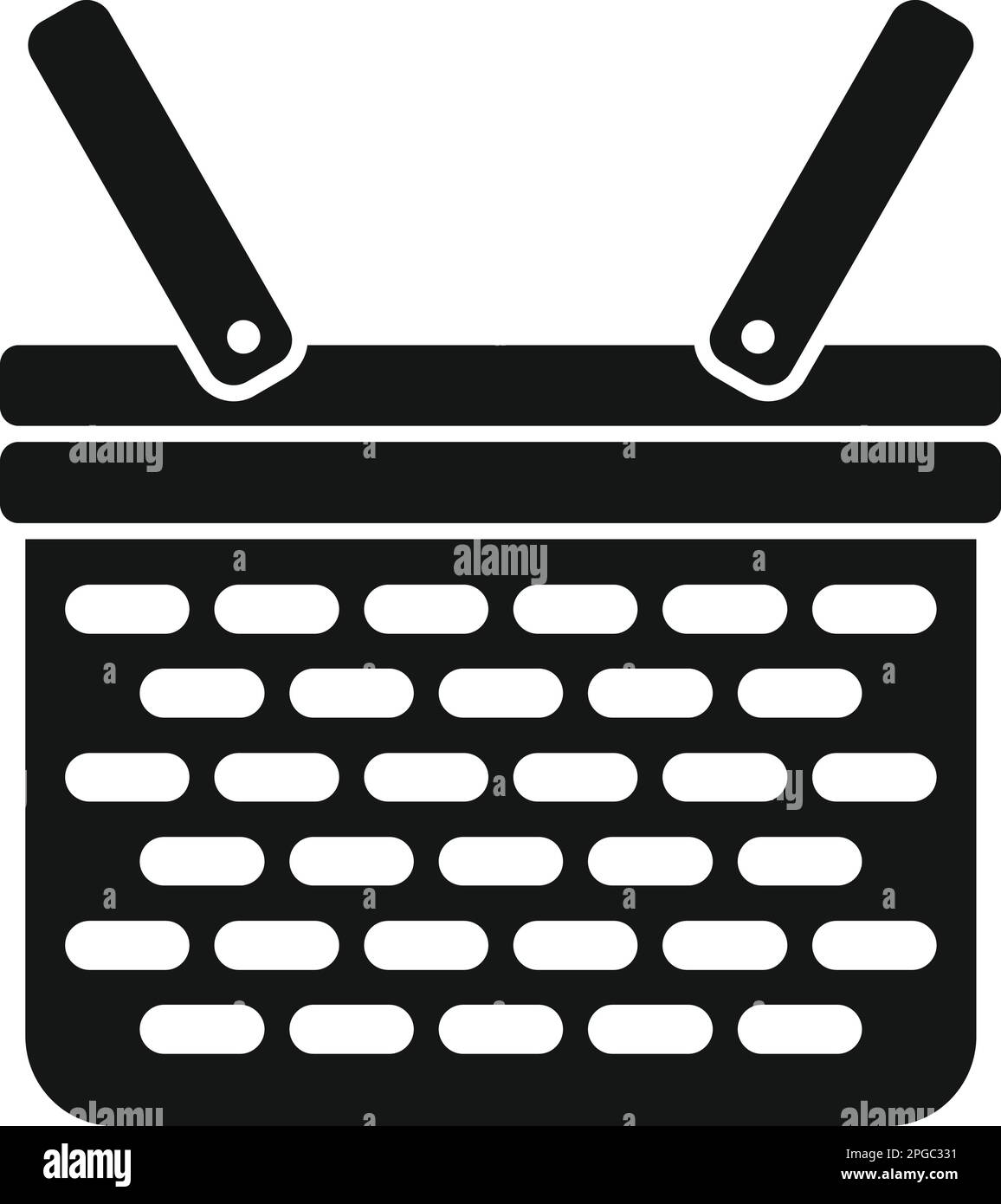 Craft basket icon simple vector. Handle market. Weave texture Stock ...