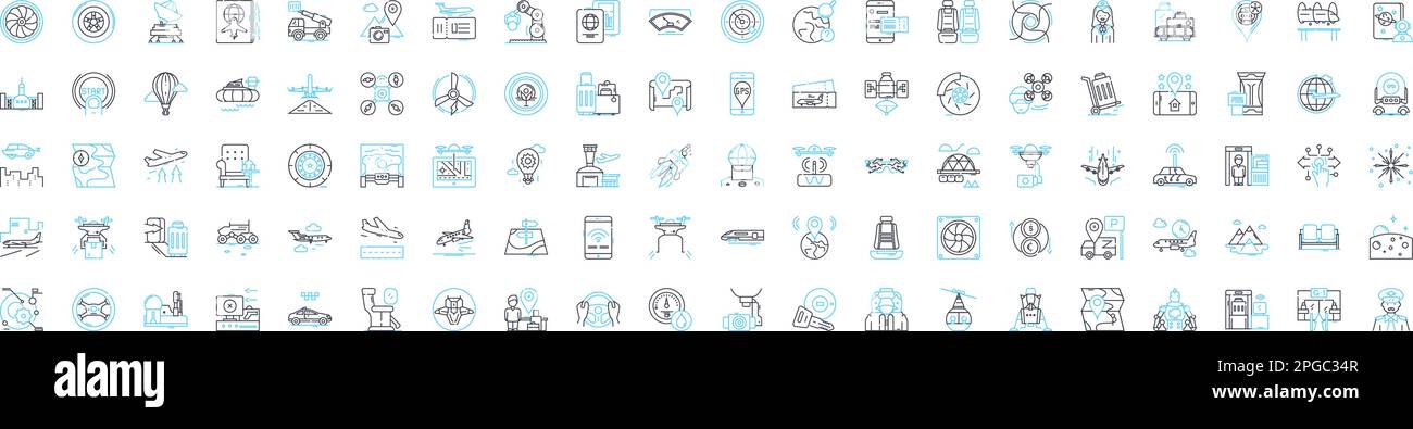Air transport vector line icons set. Aviation, Airlines, Airway ...