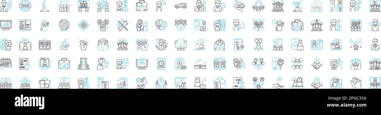 Office jobs vector line icons set. Clerical, Executive, Managerial ...