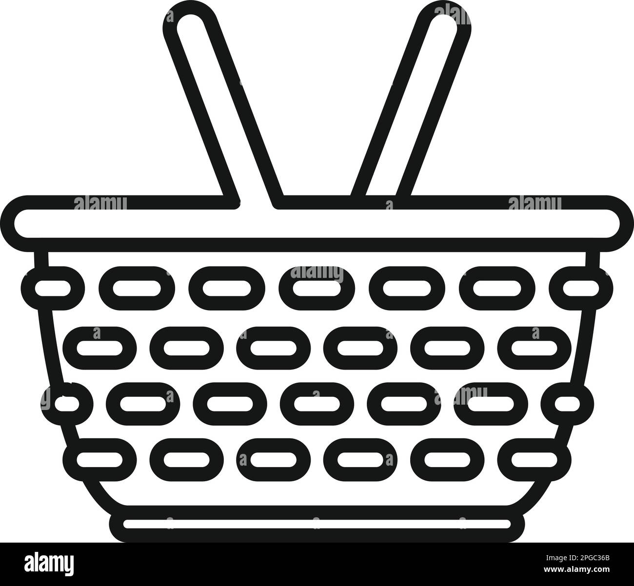 Long handle basket icon outline vector. Picnic bag. Empty design Stock ...
