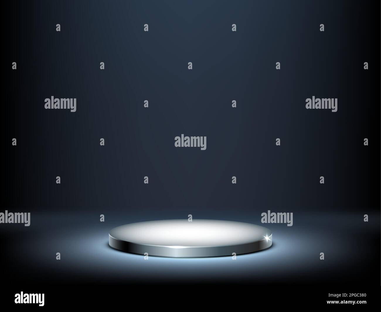 Round podium, illuminated metal pedestal. Circular platform for ...