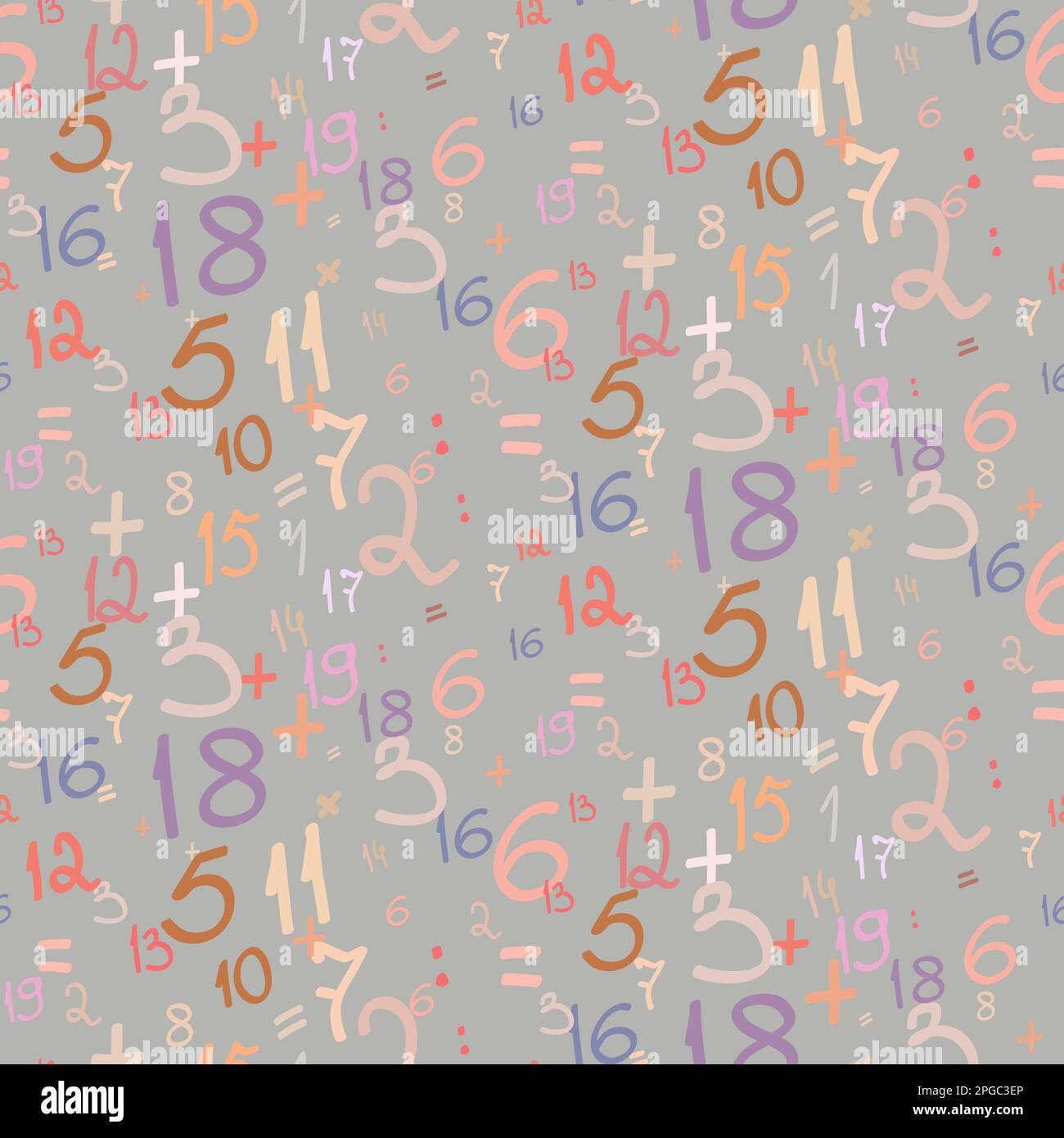 Color Numbers vector symbols. Seamless pattern of hand drawn brush ...