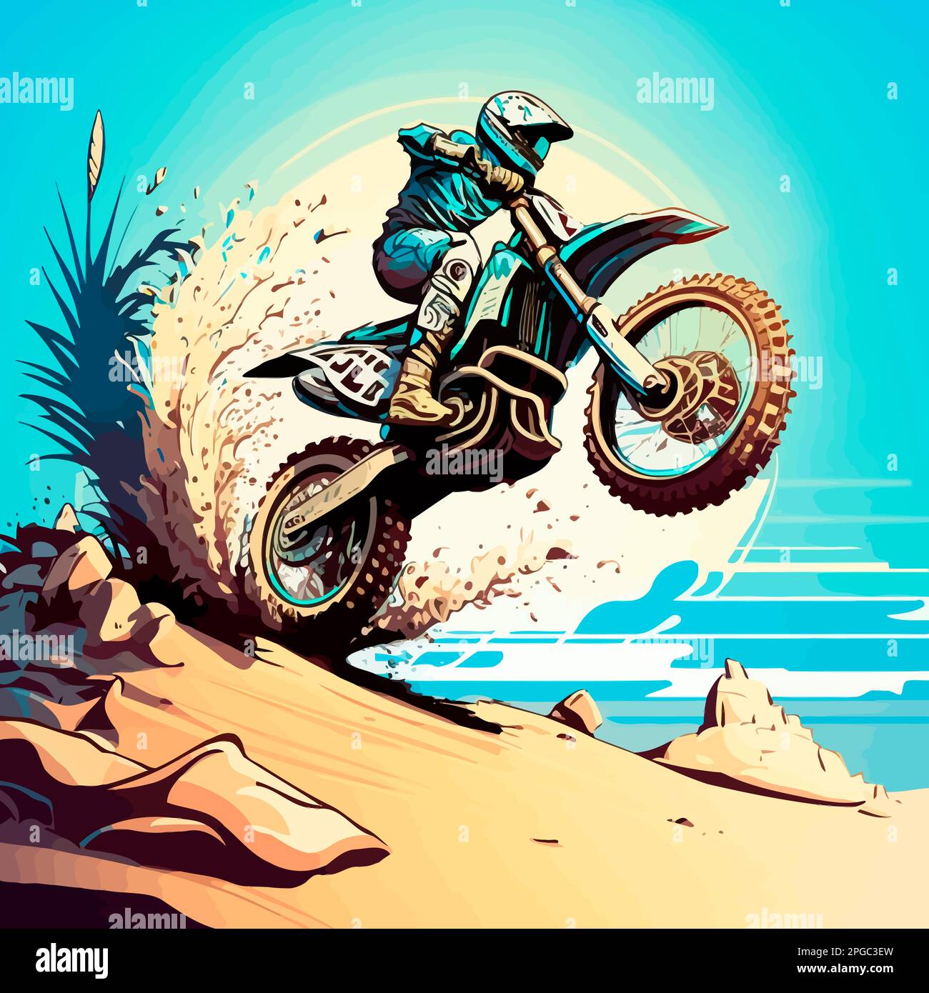 motocross jump nature beach dirt background illustration Stock Photo ...