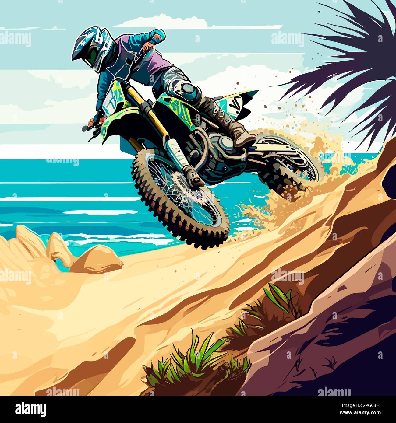 motocross jump nature beach dirt background illustration Stock Photo ...