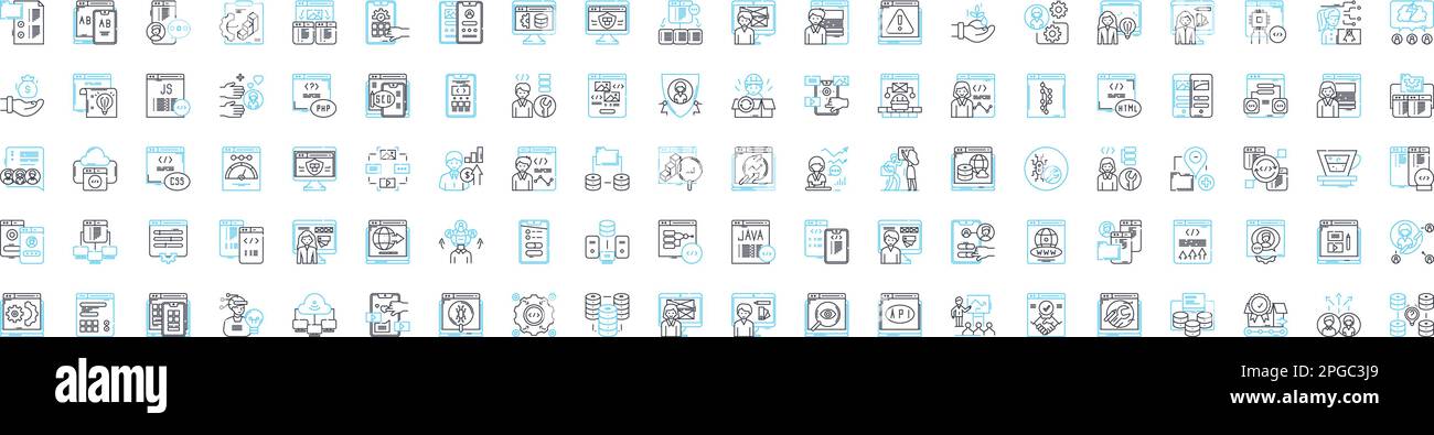 Business Computer Support Vector Line Icons Set It Support Business Computer Technical