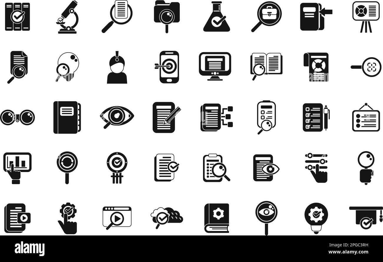 Case study icons set simple vector. Study platform. Study tutorial ...