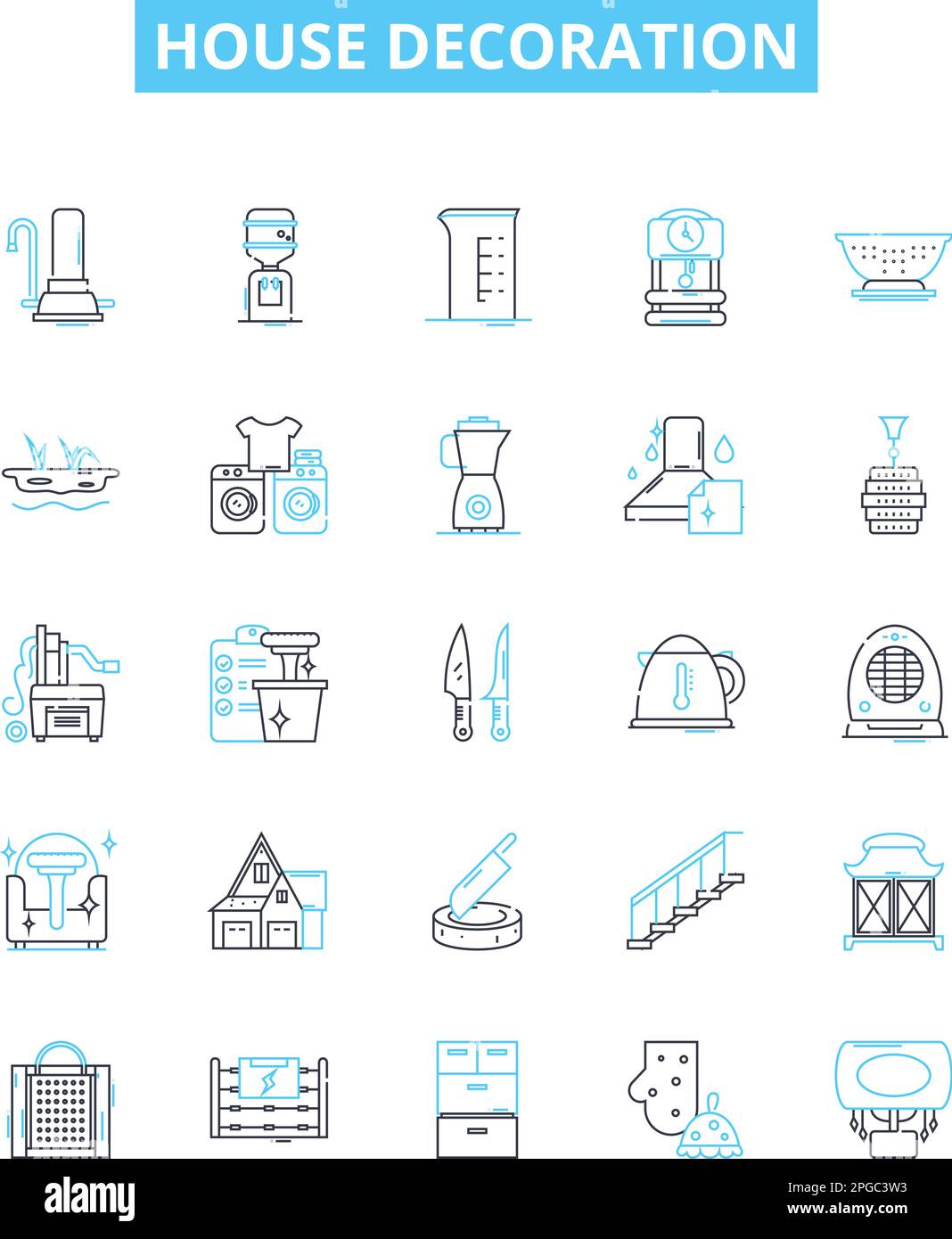 House decoration vector line icons set. Decorate, Furnish, Interior ...