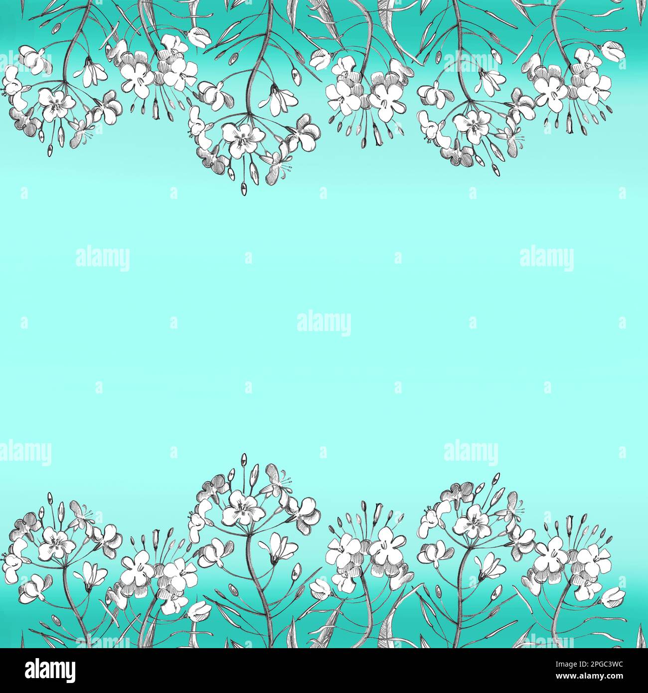 Hand draw seamless pattern flowers in vintage style. Flowers, leaves ...