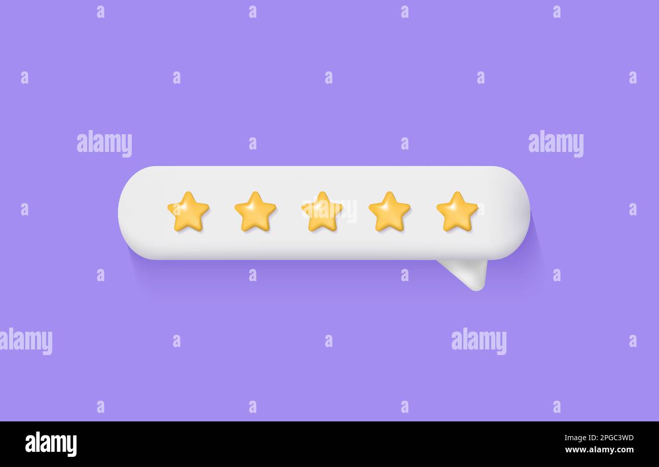 3d customer review. Feedback from clients concept. Stars rating on ...