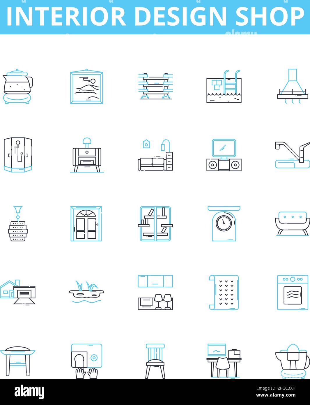 Interior design shop vector line icons set. Interiors, Design, Shop ...