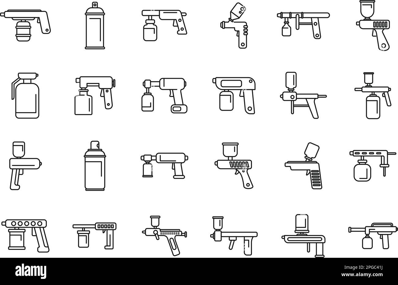 Paint sprayer icons set outline vector. Wrap coating. Spray auto Stock ...