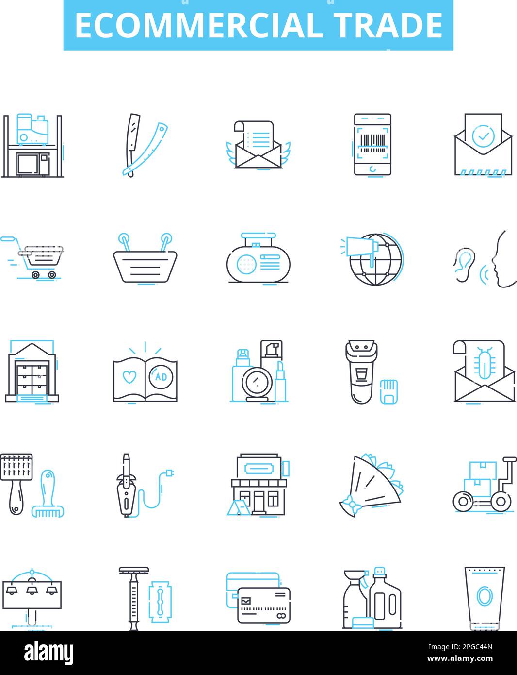 Ecommercial trade vector line icons set. ecommerce, trade, online ...