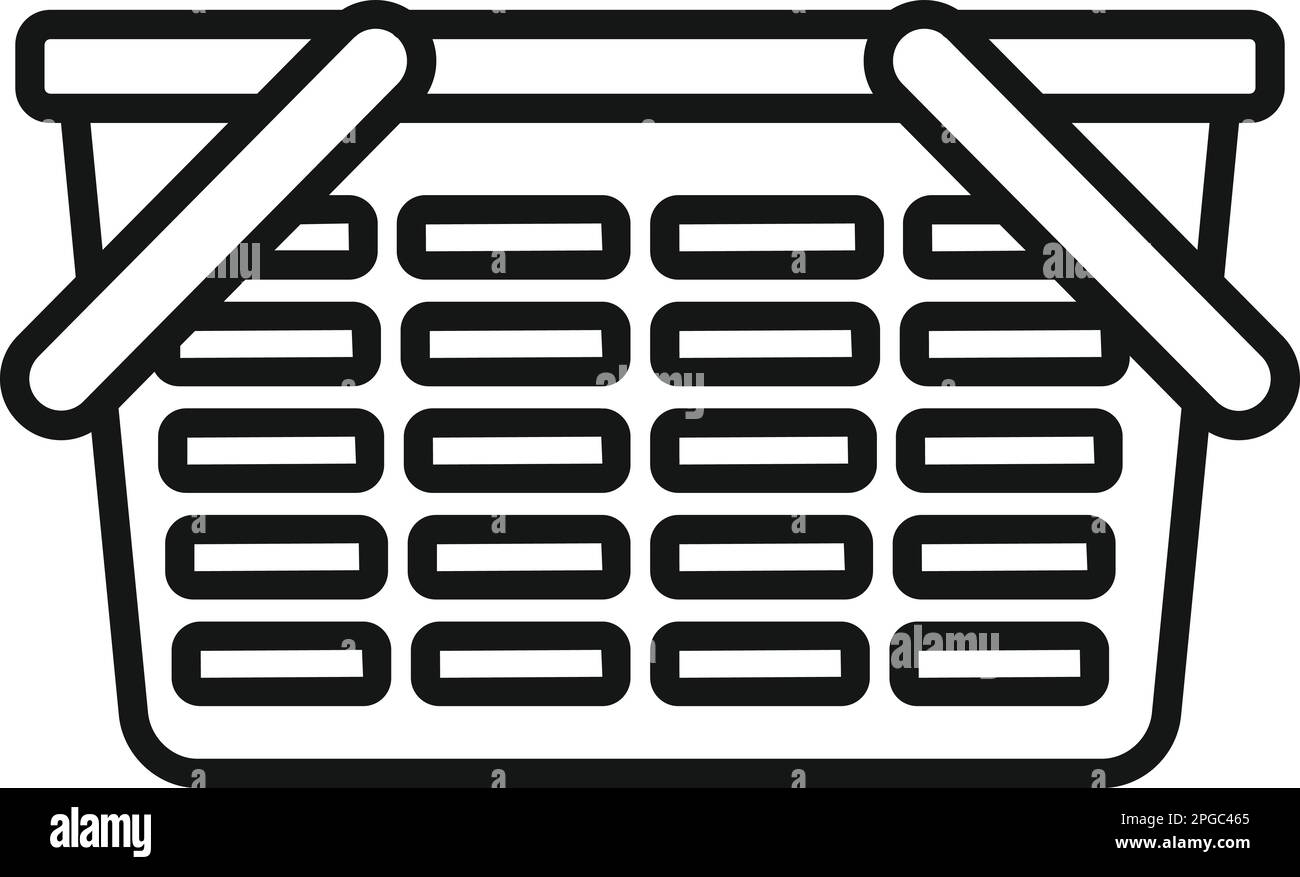 Market basket icon outline vector. Picnic hamper. Woven handle Stock ...