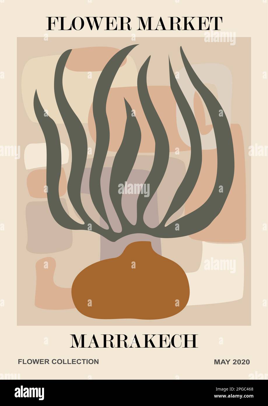 Abstract poster Flower Market Marrakech art print Stock Vector Image ...