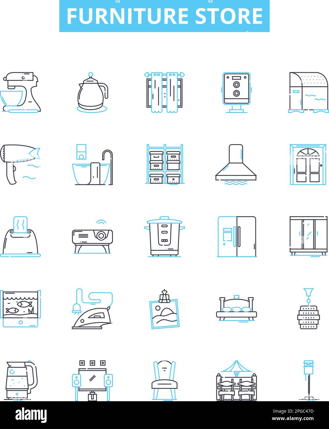 Furniture store vector line icons set. Furniture, Store, Sofa, Chair ...