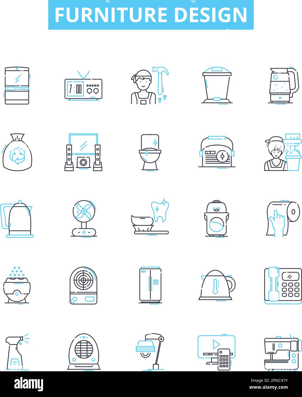 Furniture design vector line icons set. Furniture, Design, Upholstery ...