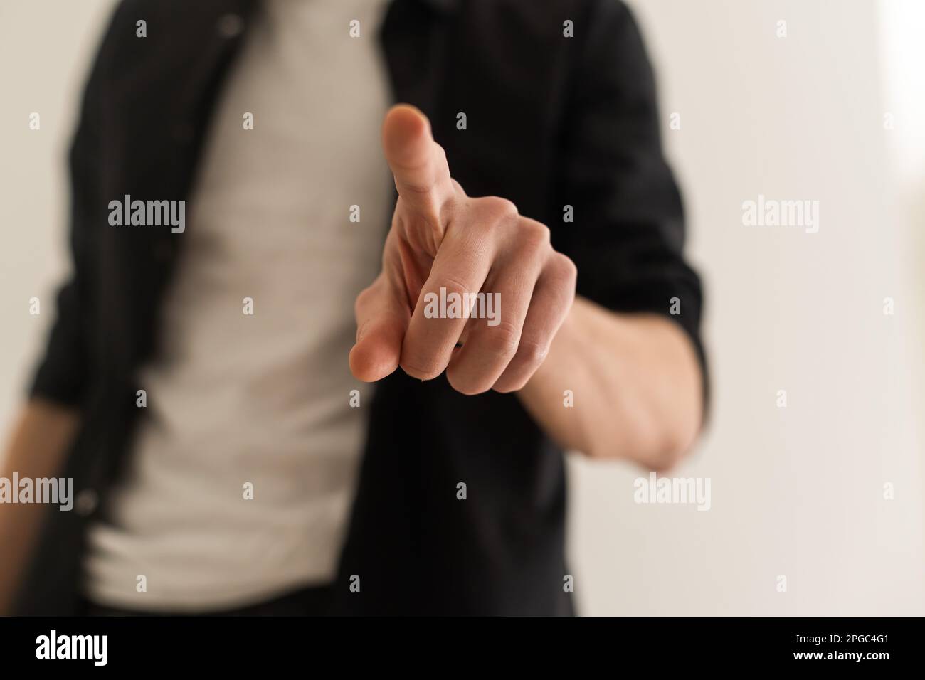 Student pressing finger on screen hi-res stock photography and images ...