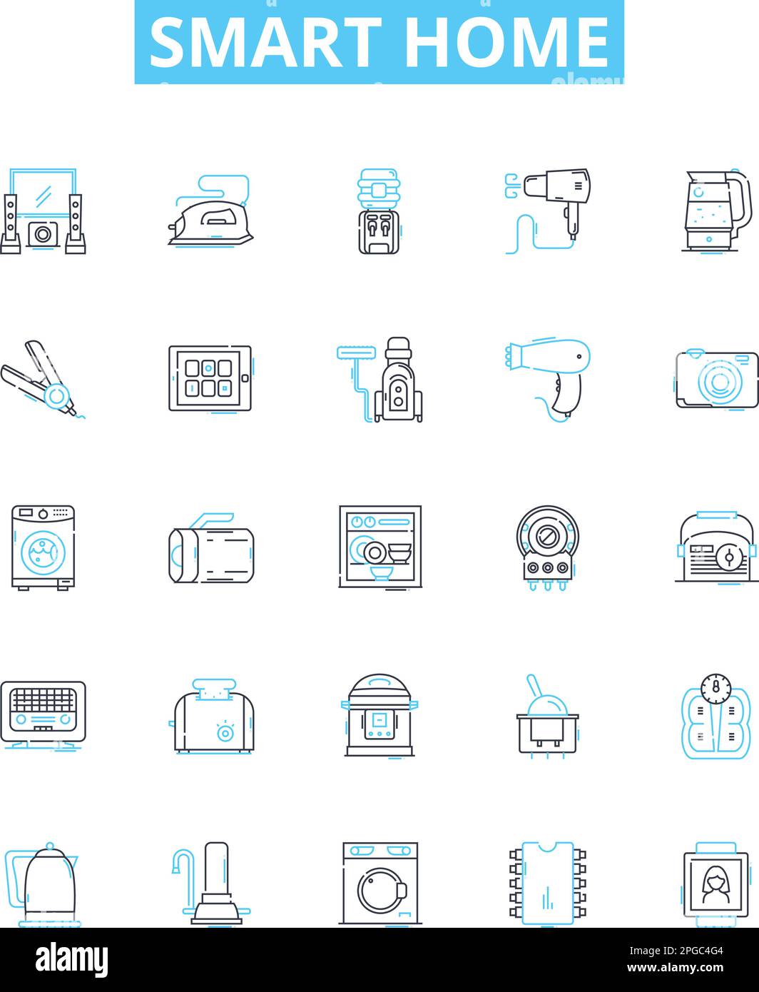 Smart Home Vector Line Icons Set Smart Home Automation Smartphones Connectivity Lighting