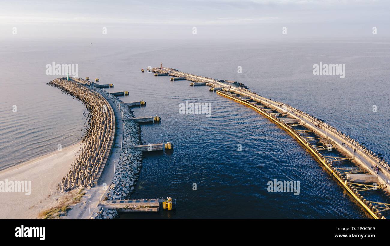 Harbor and beach in Kolobrzeg, Poland Stock Photo - Alamy
