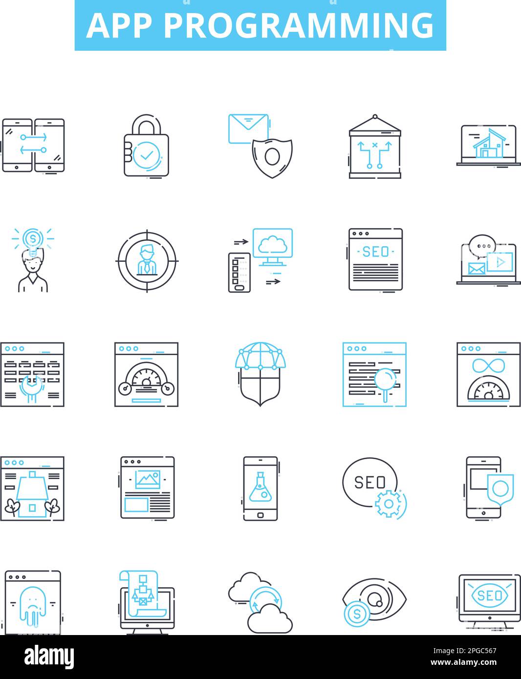 App Programming Vector Line Icons Set App Programming Coding Development Ios Android