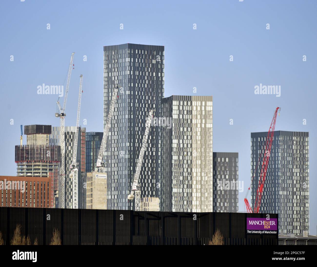 Manchester, UK, 22nd March, 2023. High rise buildings at Deansgate ...