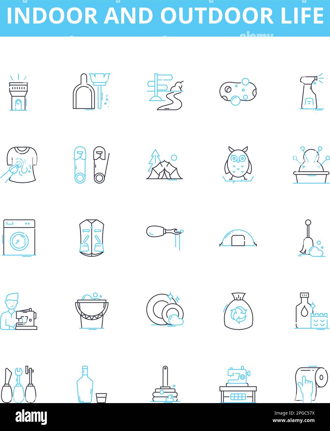 Indoor and outdoor life vector line icons set. Indoors, Outdoors ...
