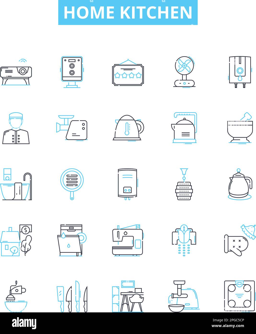 Home kitchen vector line icons set. Kitchen, Home, Cooking, Appliances ...