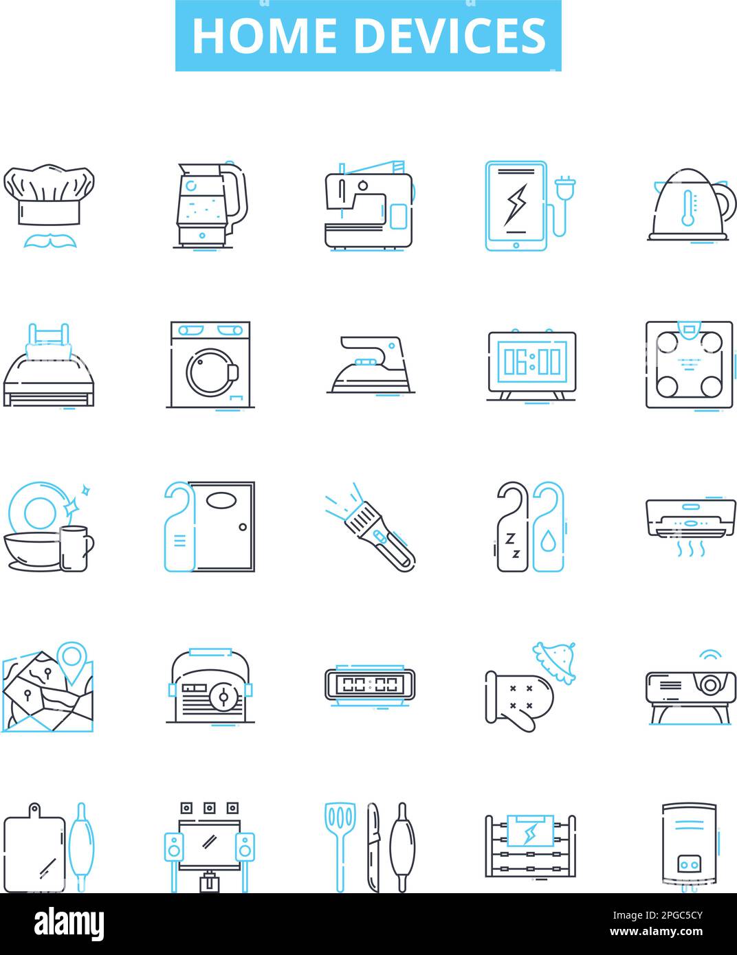 Home devices vector line icons set. Appliances, Electronics, Television ... Home devices vector line icons set. Appliances, Electronics, Television ...